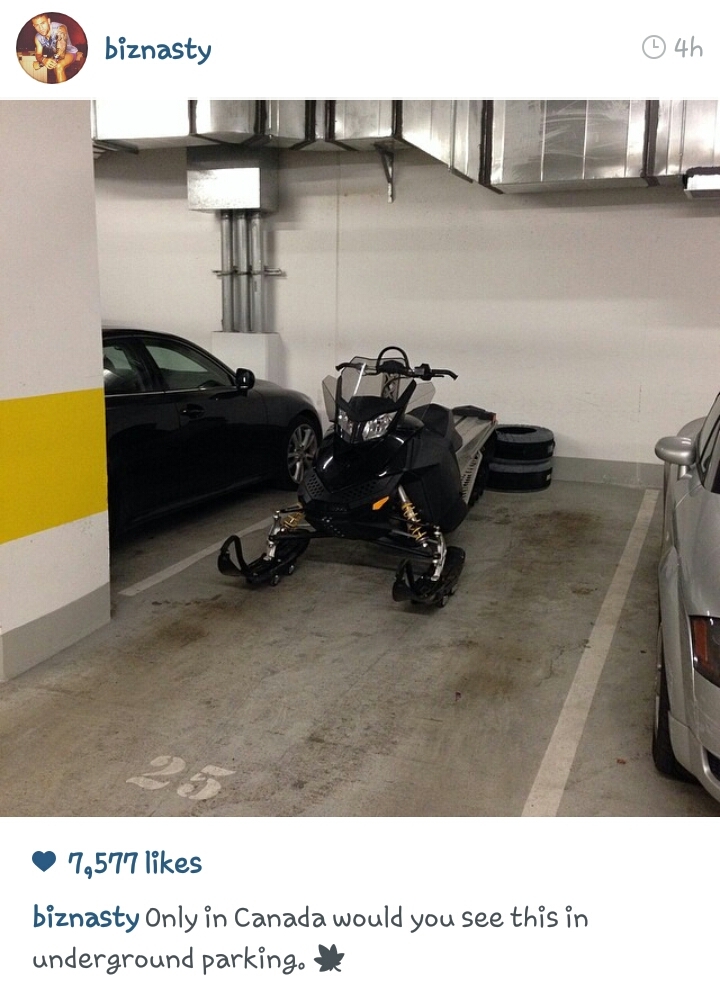 Biznasty aka Paul Bisonette recently saw this in a Canadian parkade ...