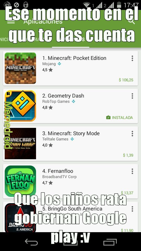 Vas al Google play y te encuentras con esto :,v - Meme subido por ...