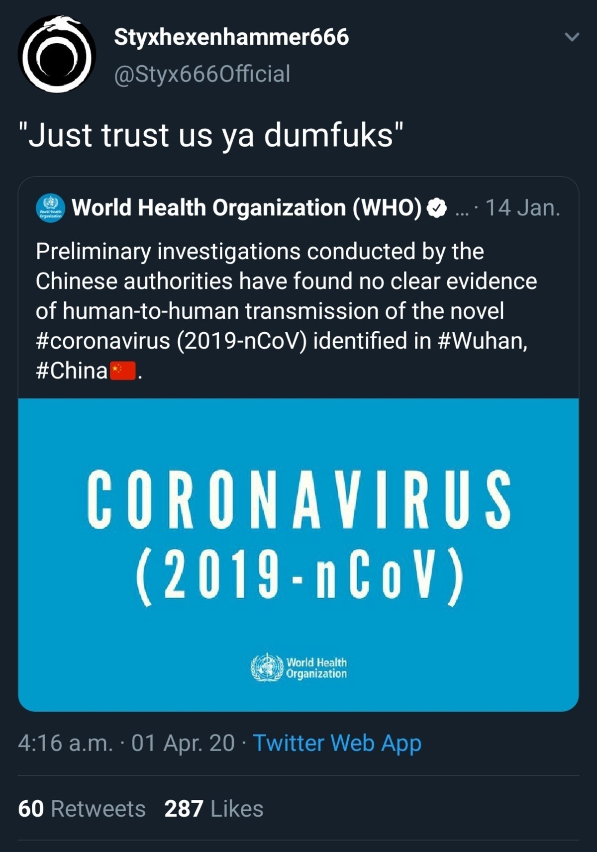 Whenever someone says WHO is trustworthy show them this - Meme by ...