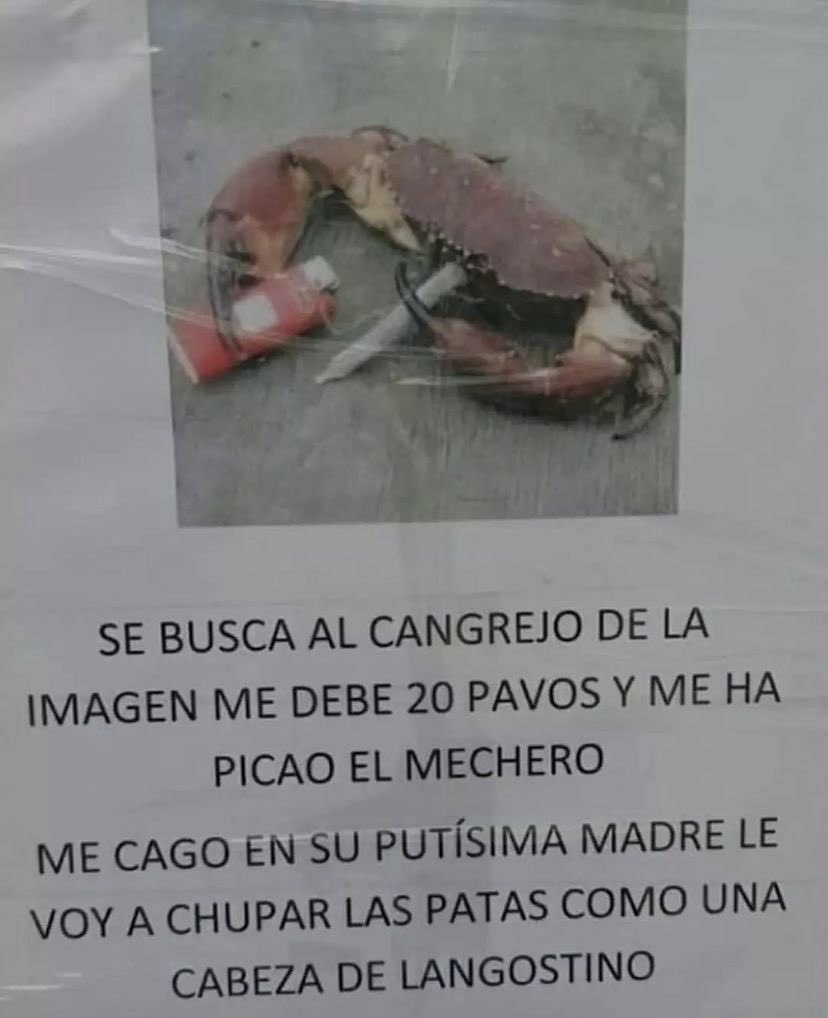 Cangrejo jueputa - Meme subido por Victoorsaainz :) Memedroid