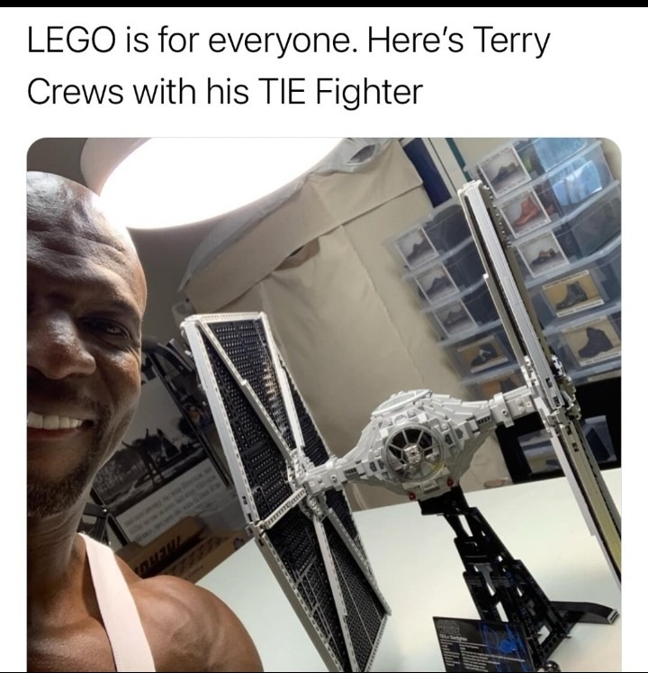 LEGO is for everyone. Here's Terry Crews with his TIE Fighter ...